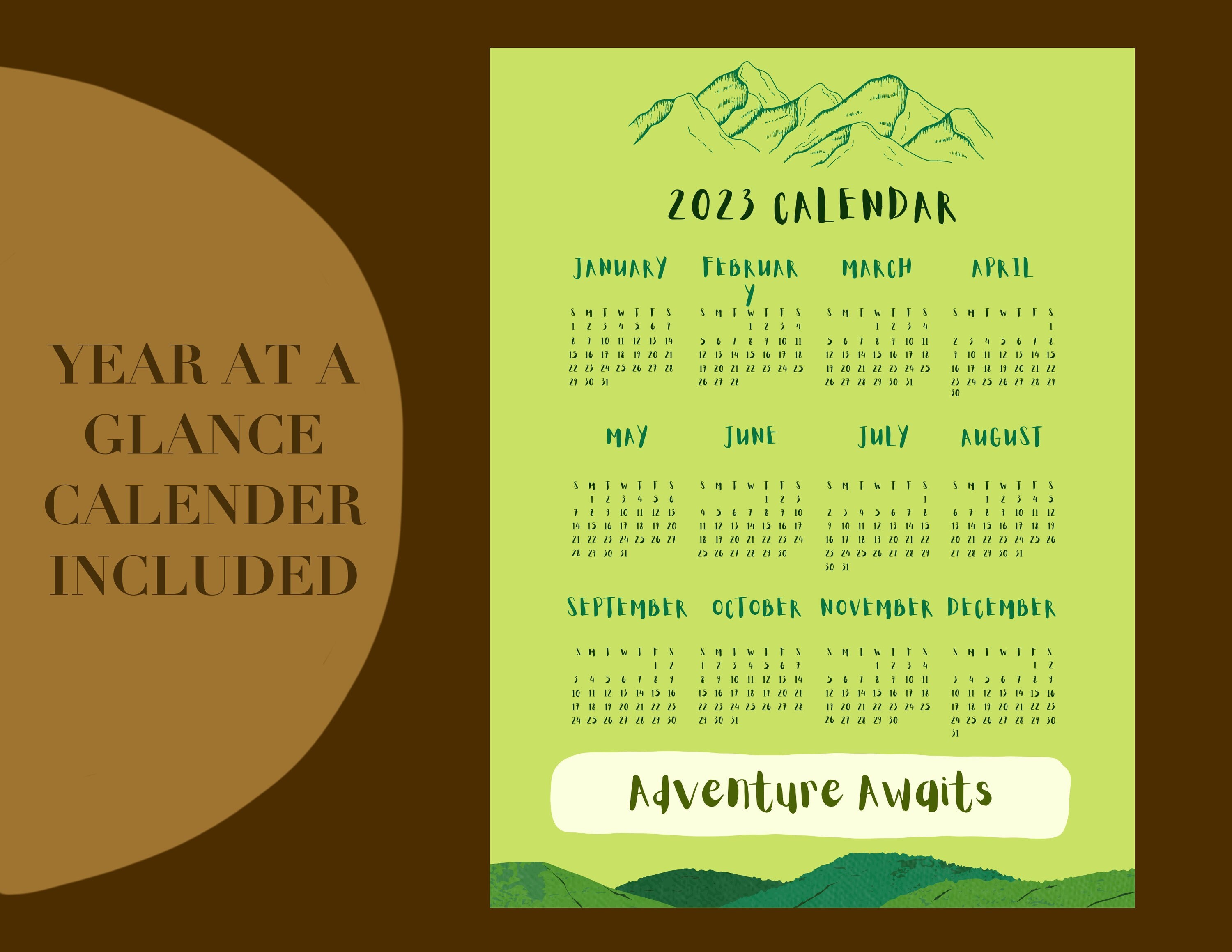 2023 Calendar Printable 2023 Monthly Calendar 2023 Nature Theme ...