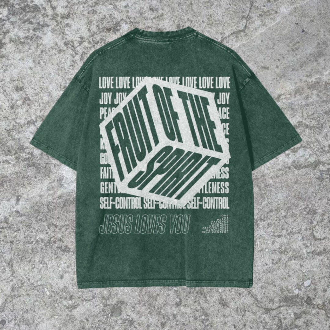 Fruits of the Spirit Shirt - Heavy Weight Oversized Acid Wash T Shirt ...