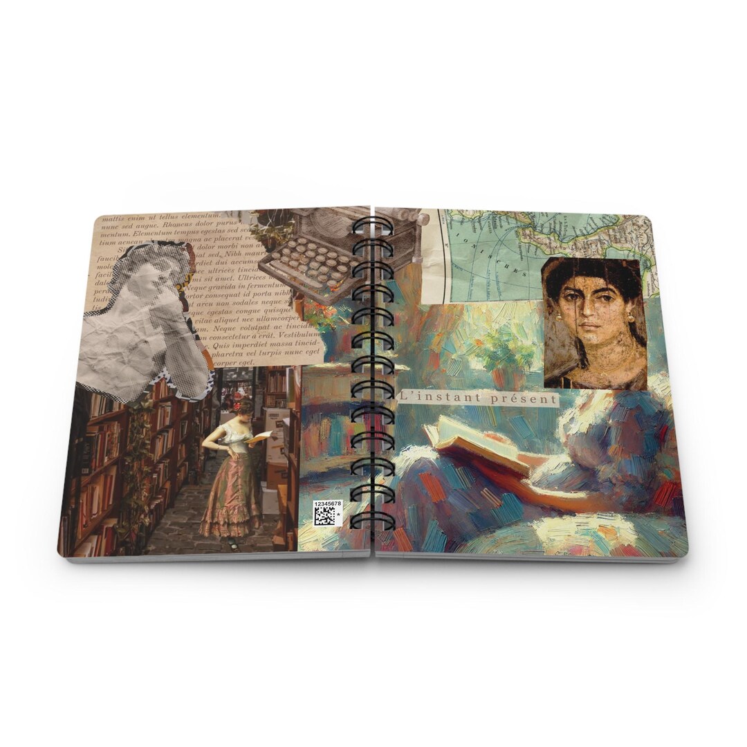 Vintage Art Journal Spiral Notebook Ruled Line, Journaling, Gift for ...