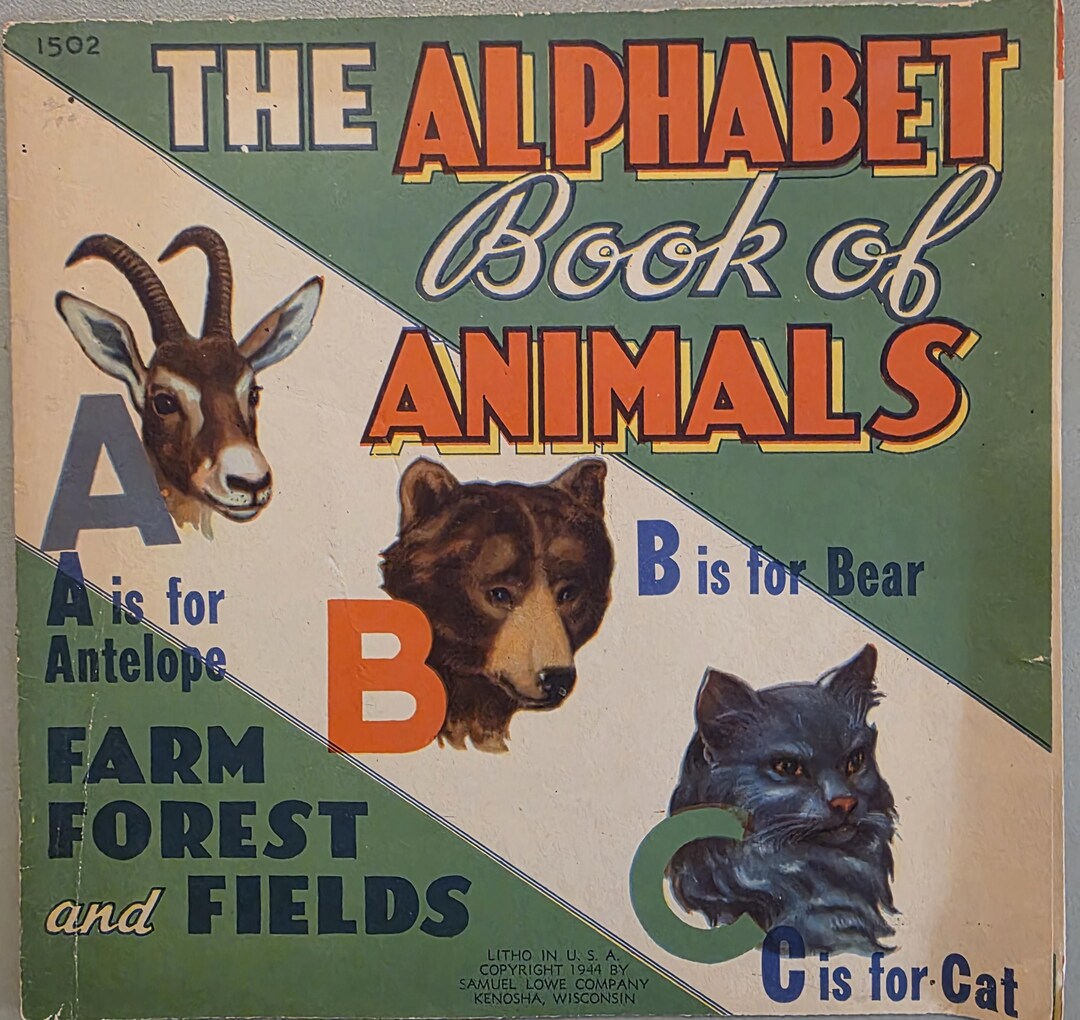 The Alphabet Book of Animals 1944 - Samuel Lowe Company - Etsy