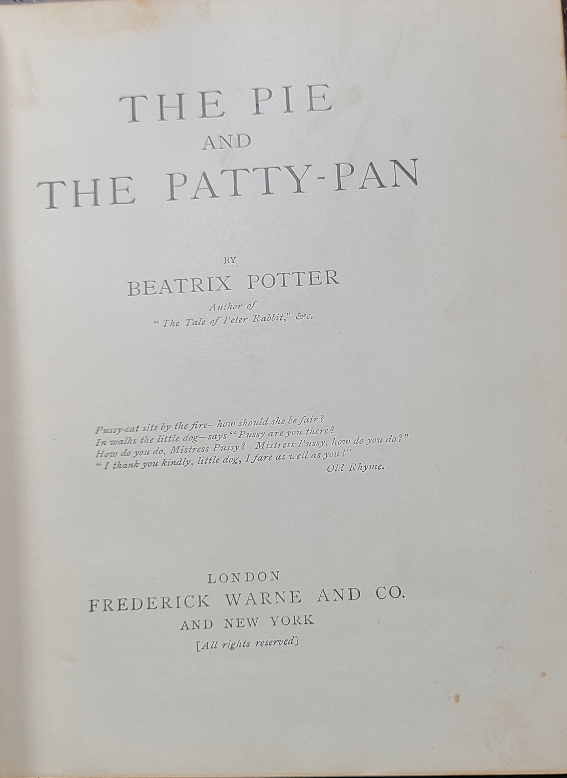 2 Book Set the Pie and the Patty Pan by Beatrix Potter 1905 First ...