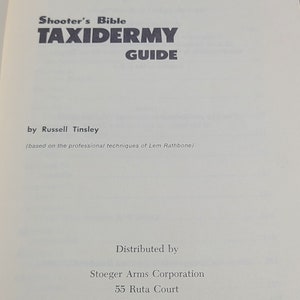 Shooter's Bible Taxidermy Guide by Russell Tinsley 1967 - Etsy