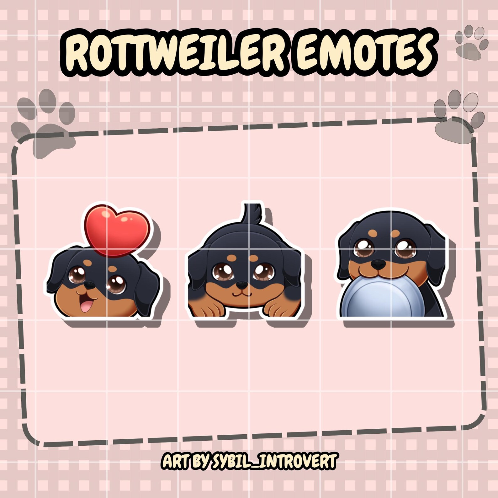 Cute Dog Rottweiler Emotes | Emotes for Twitch, Discord or Other - Etsy