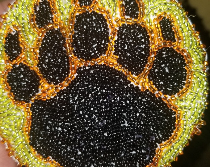Beaded Medallion Necklace With A Bear Paw Design - Etsy