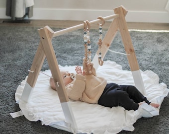 Baby Play Gym , Natural Wood Play Gym for Baby , Wooden Baby Gym , Baby ...