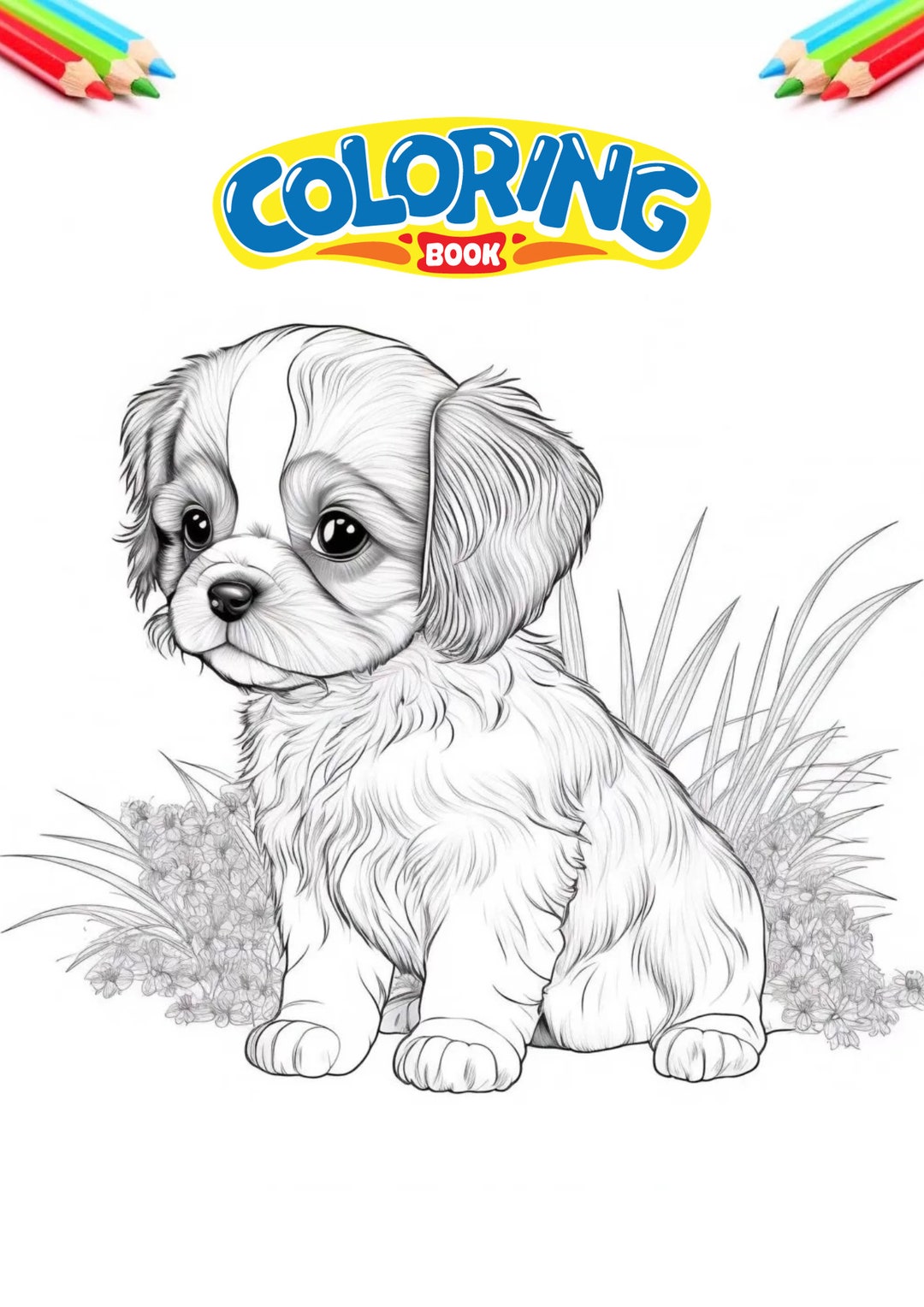 Cute Puppy Digital Print Coloring Book for Children Pencel Scetch Do It ...