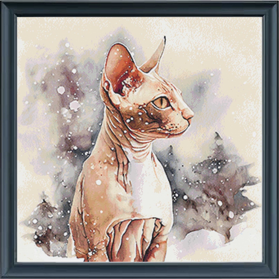 Winter Sphynx Cat Cross Stitch Pattern: Full Coverage (PDF) - Etsy