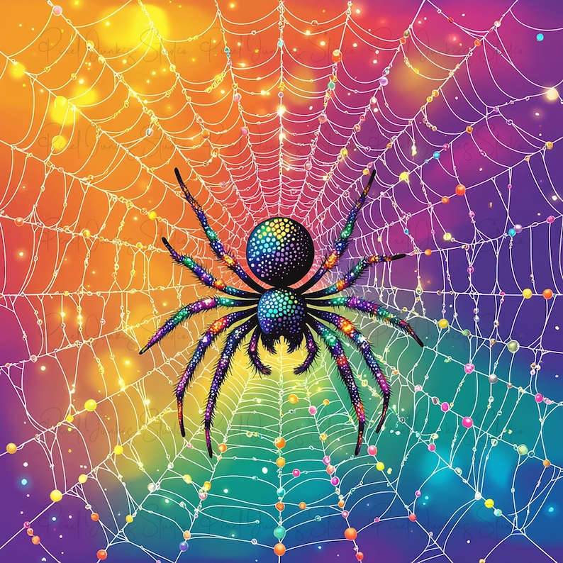 Psychedelic Fantasy Spider Background, 10 Image Bundle, 300DPI, Digital ...