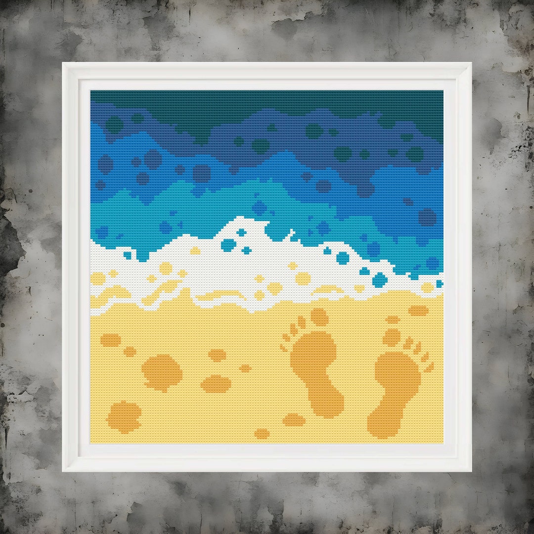 Beach Footprints Cross Stitch Pattern ** Digital | Printable ** - Etsy