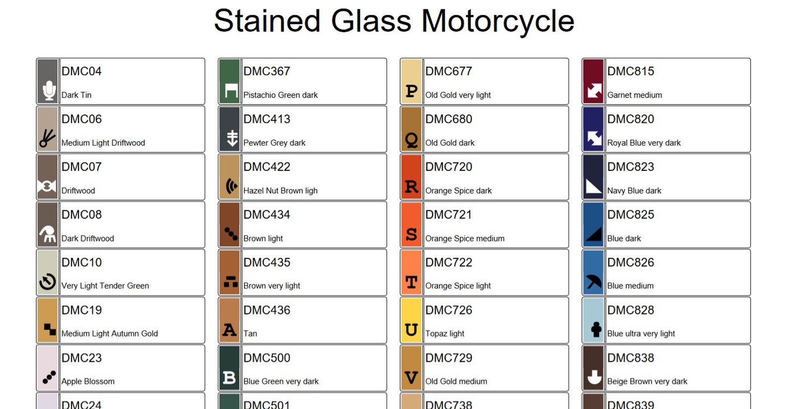 Stained Glass Motorcycle Cross Stitch Pattern 3 Sizes Full Coverage ...