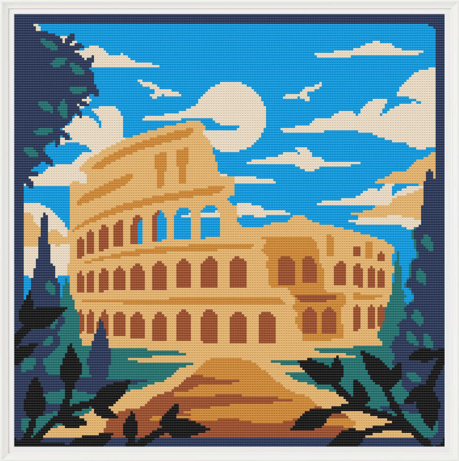 Colosseum Rome Cross Stitch Pattern, DIY Needlepoint Design, Modern ...