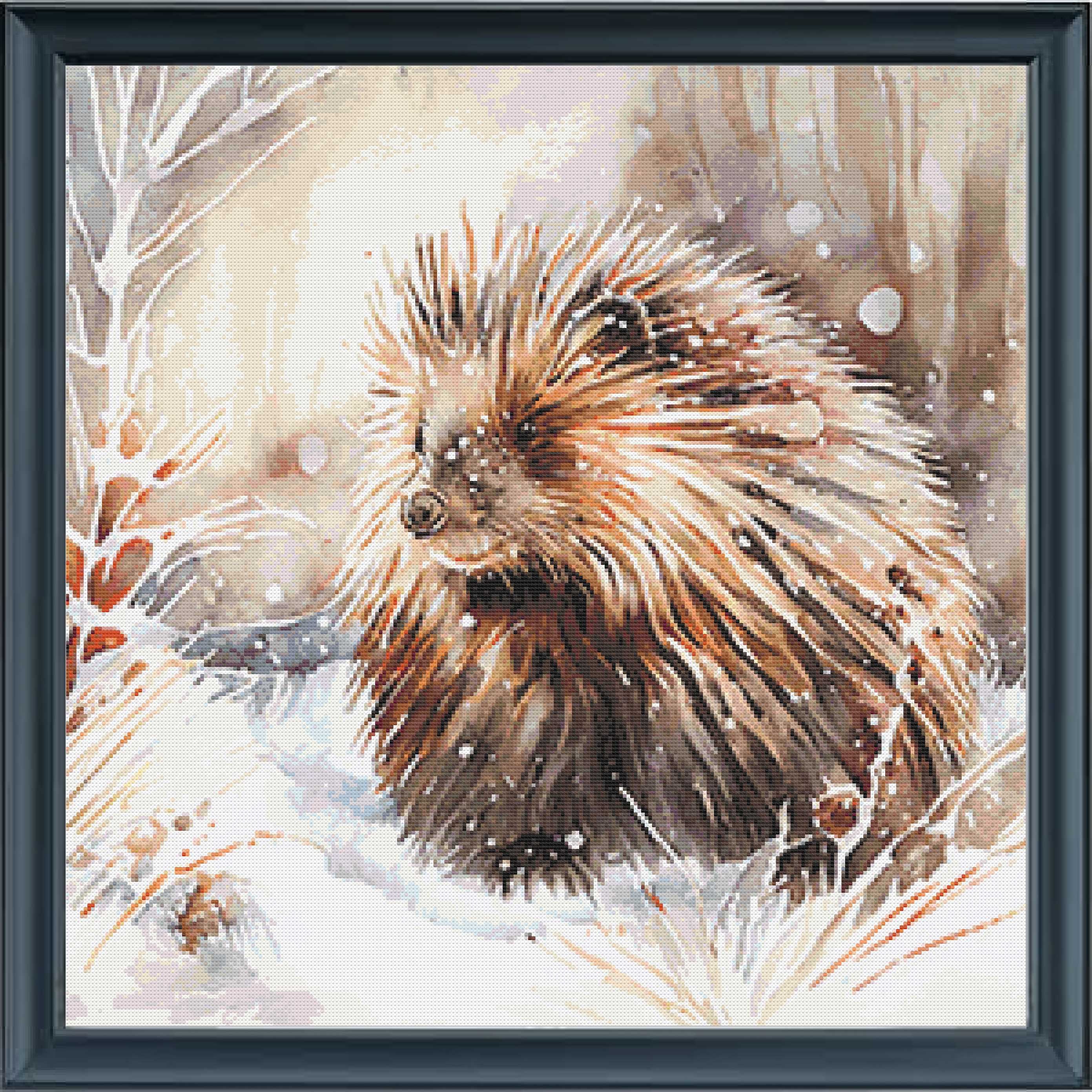 Winter Porcupine Cross Stitch Pattern Full Coverage 264x264 Porcupine ...
