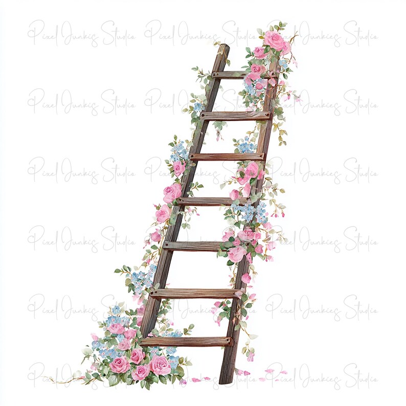 Flower Ladder Clipart Bundle: Floral Graphics (JPG, PNG on Request) - Etsy
