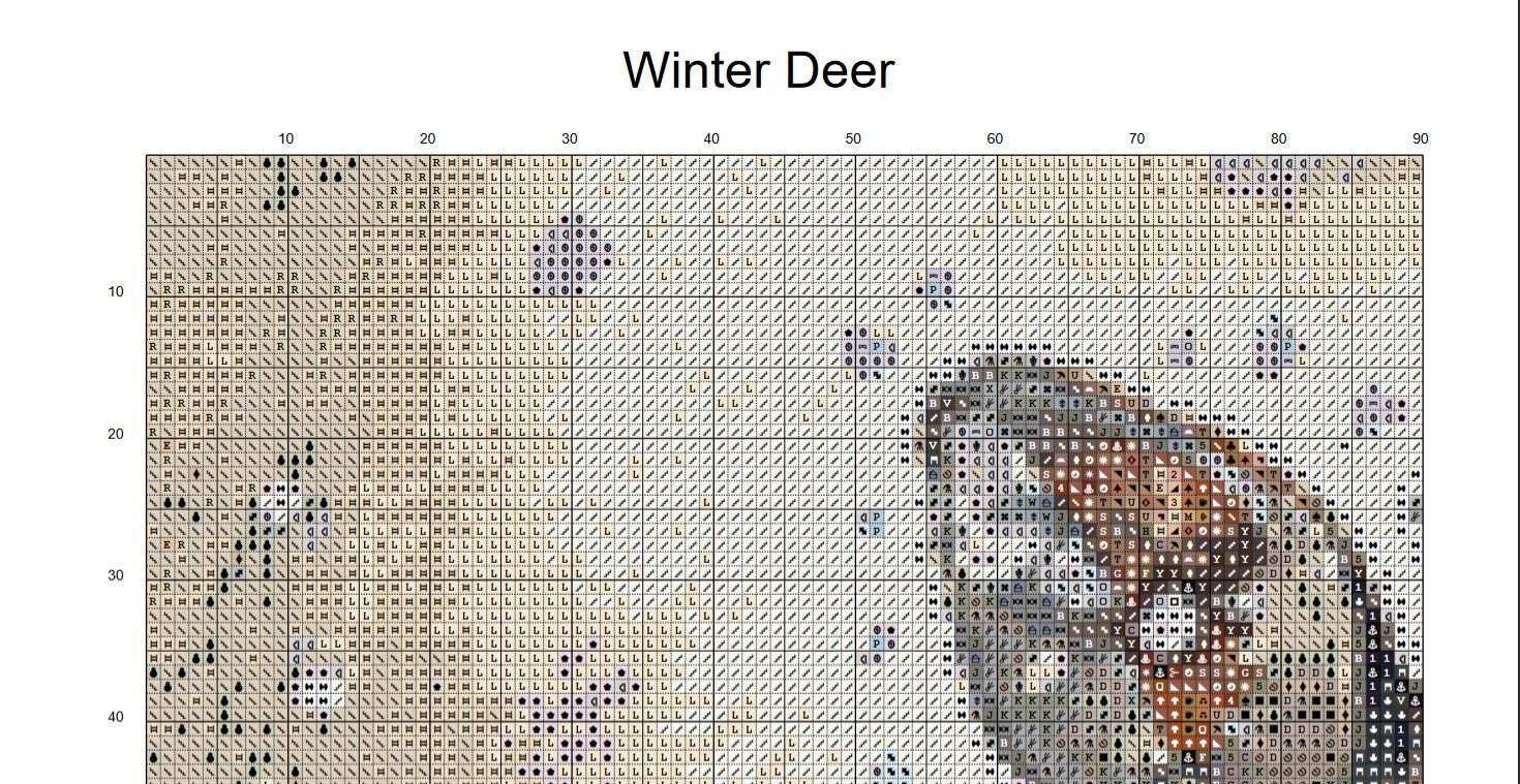 Winter Deer Counted Cross Stitch Pattern ** Digital | Printable ** - Etsy