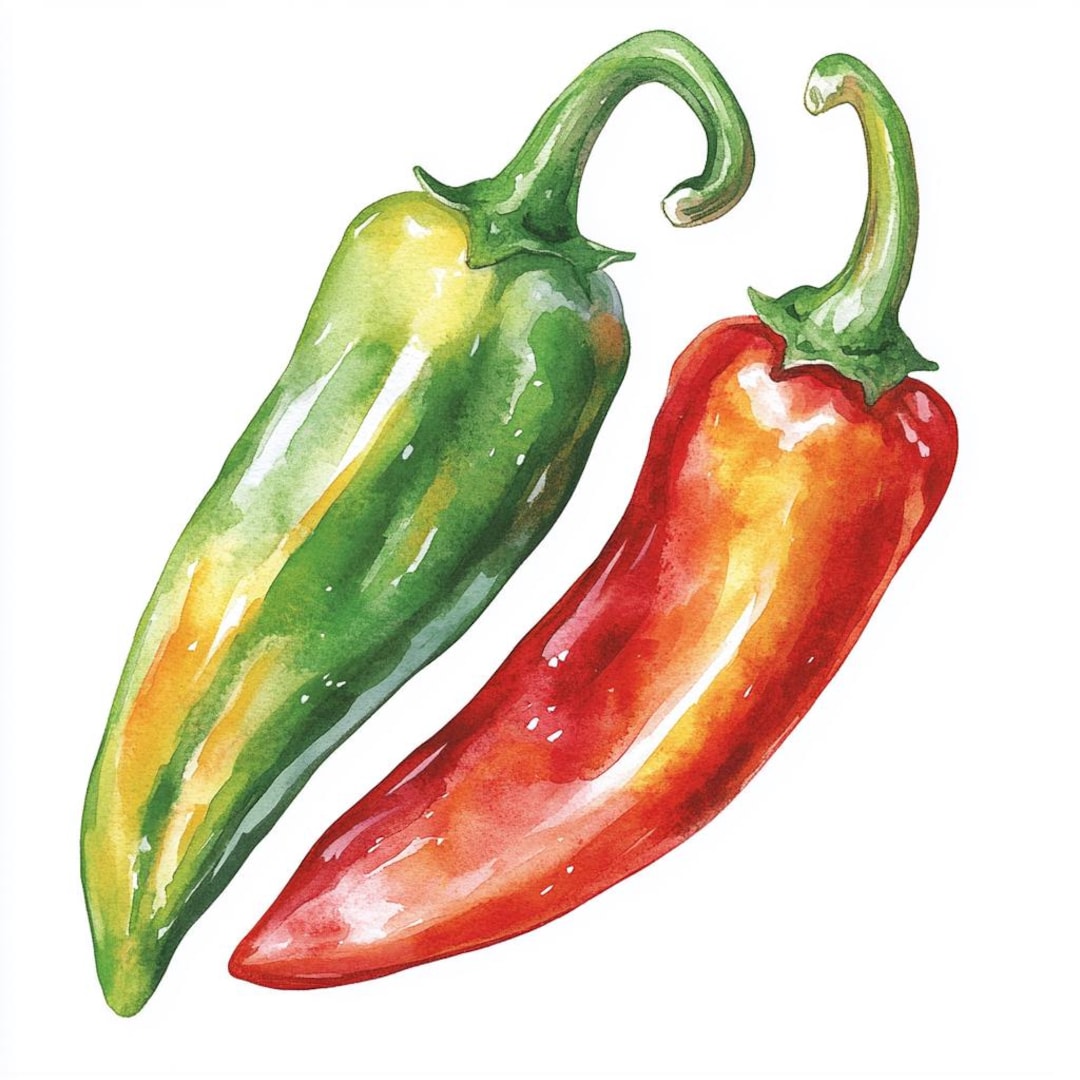 Chilli Clipart Bundle, Wall Art, Printable Watercolor, High Quality JPG ...