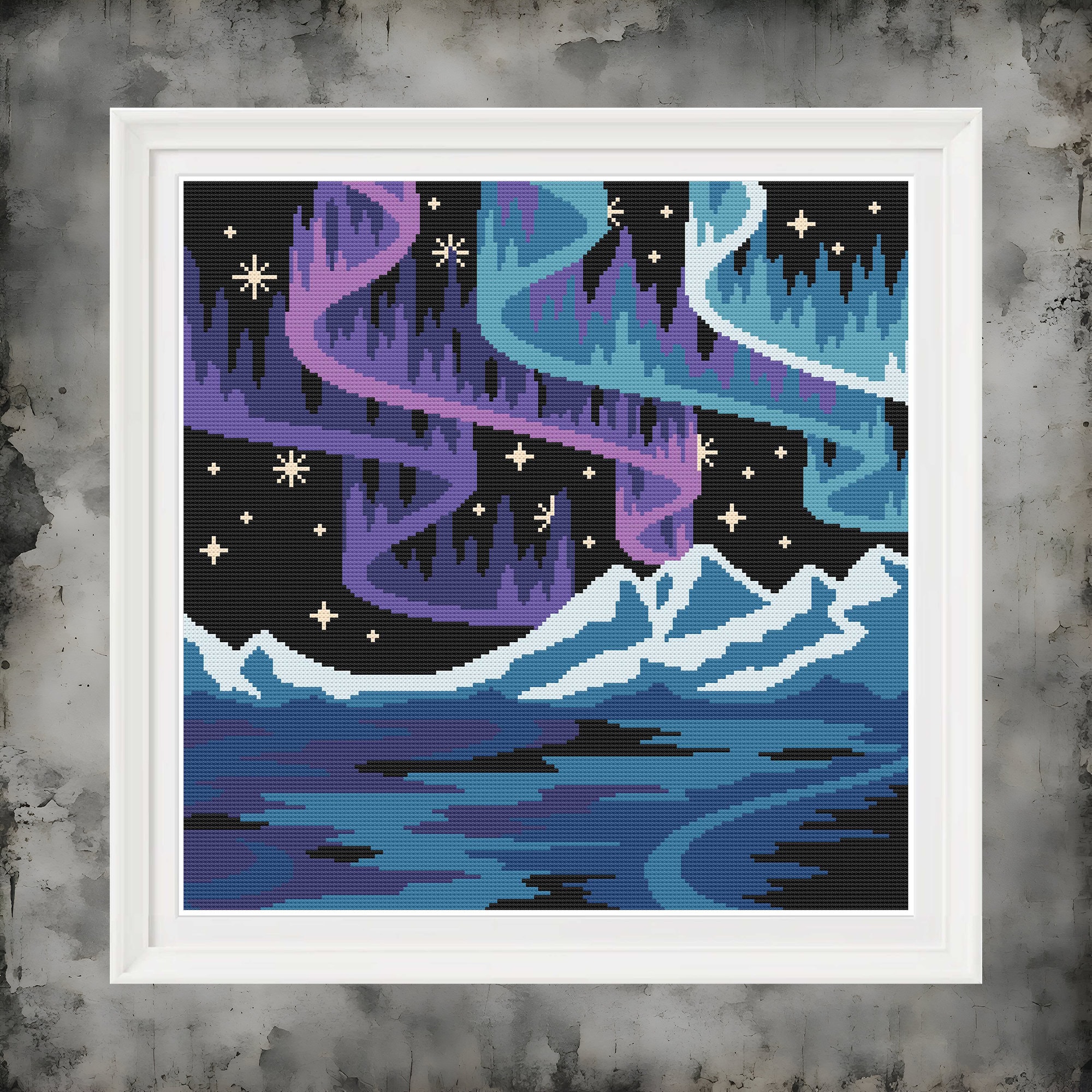 Aurora Borealis Cross Stitch Pattern: Northern Lights Landscape (PDF ...
