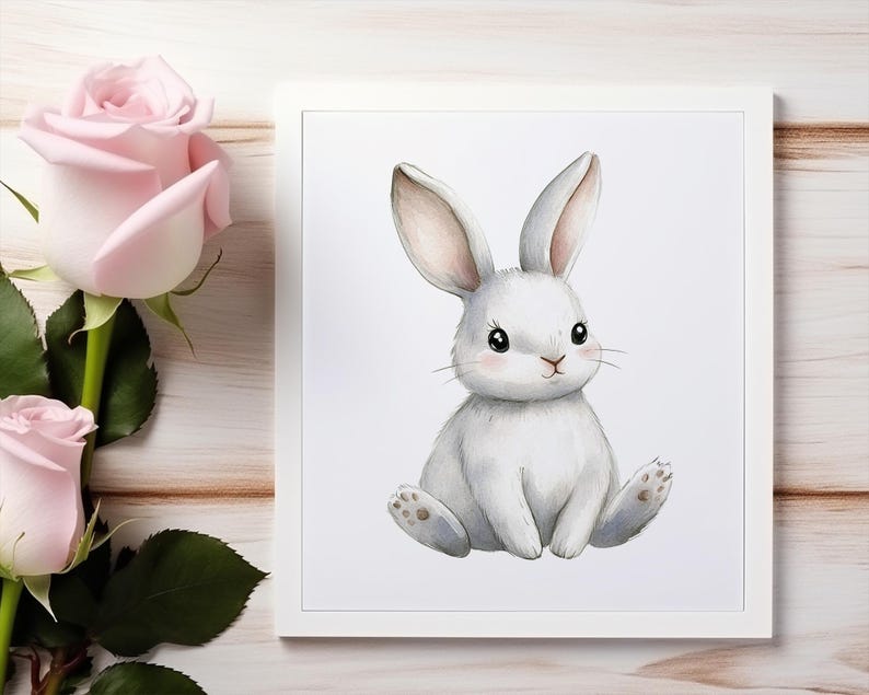 10 Watercolor Bunny Clipart Bundle, PNG & JPG, 300 DPI, Digital ...