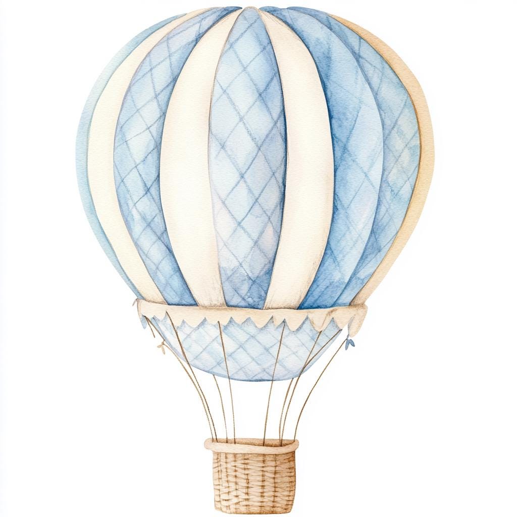 Watercolor Hot Air Balloon Clipart Bundle: JPG & PNG (digital Download ...