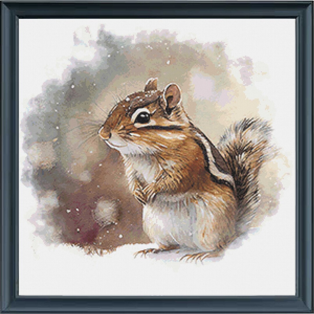 Winter Chipmunk Cross Stitch Pattern | #326 - Etsy