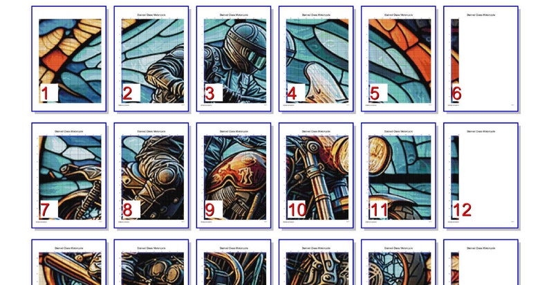 Stained Glass Motorcycle Cross Stitch Pattern 3 Sizes Full Coverage ...