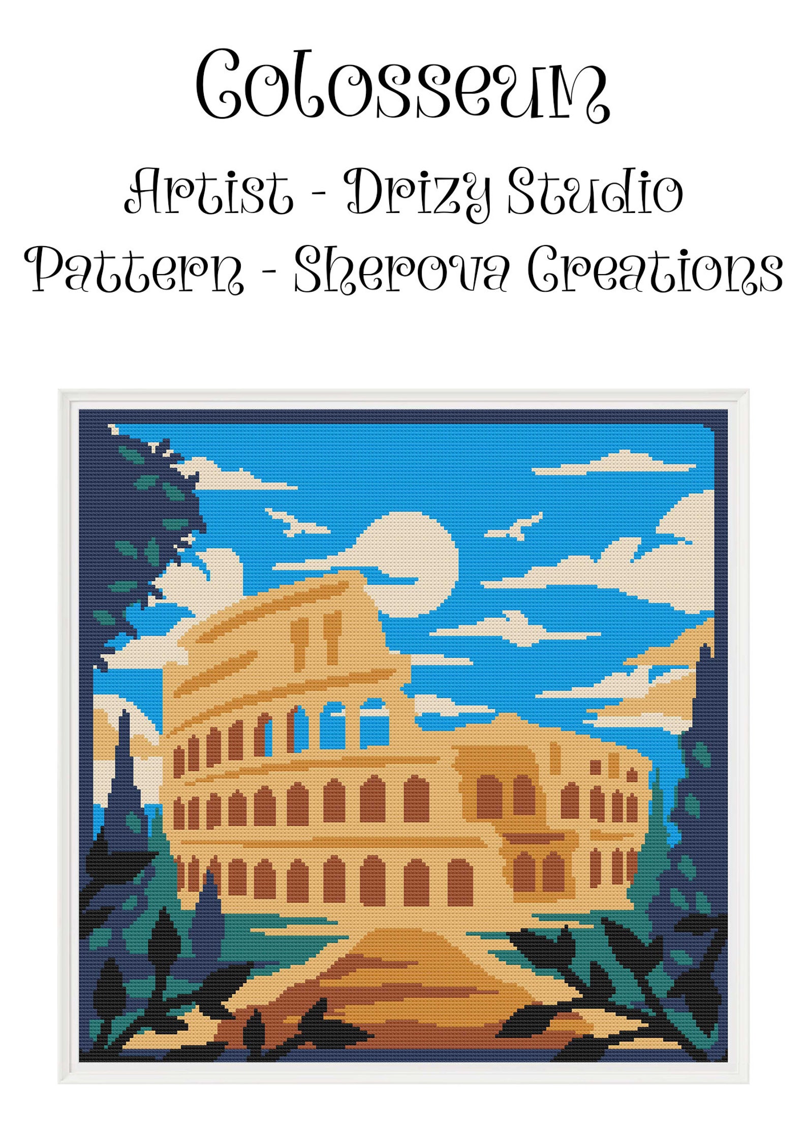 Colosseum Rome Cross Stitch Pattern, DIY Needlepoint Design, Modern ...
