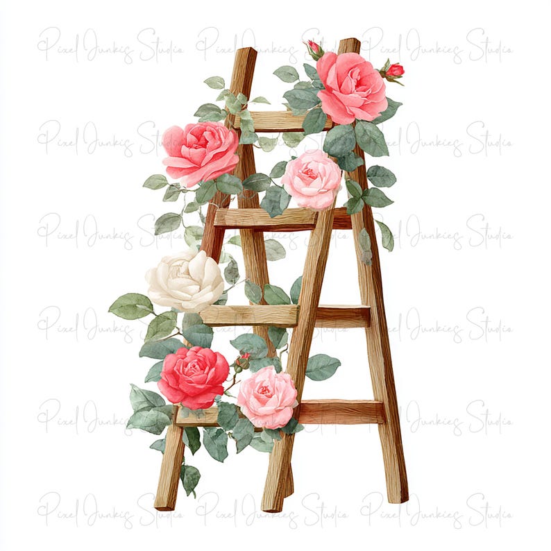 Flower Ladder Clipart Bundle: Floral Graphics (JPG, PNG on Request) - Etsy