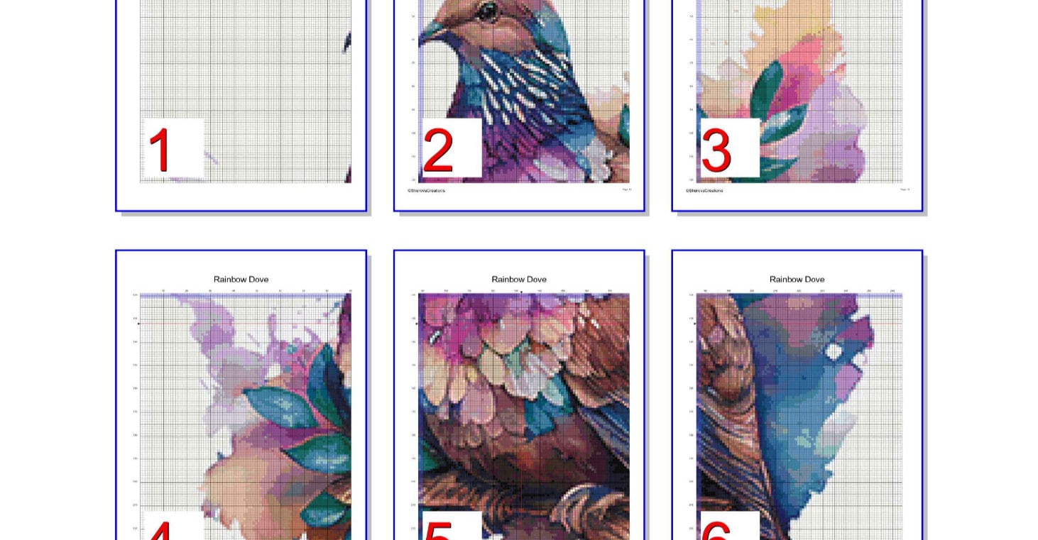 Rainbow Dove Cross Stitch Pattern Full Coverage 264x264 - Etsy