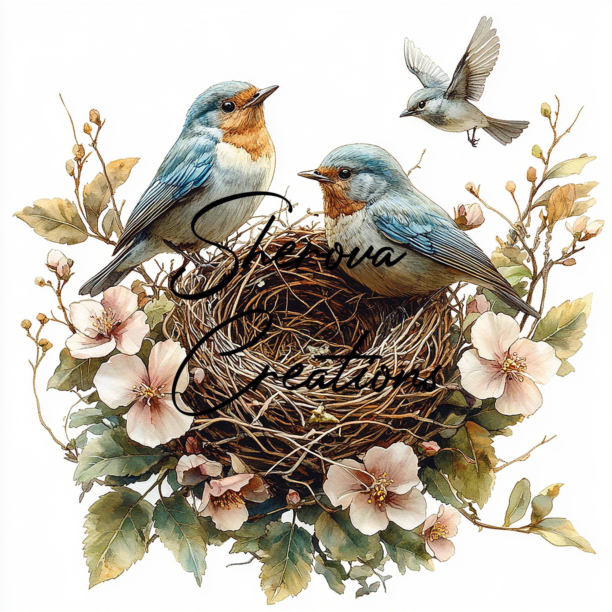 Floral Bird Clipart Bundle: Watercolor JPG PNG Images (digital Download ...