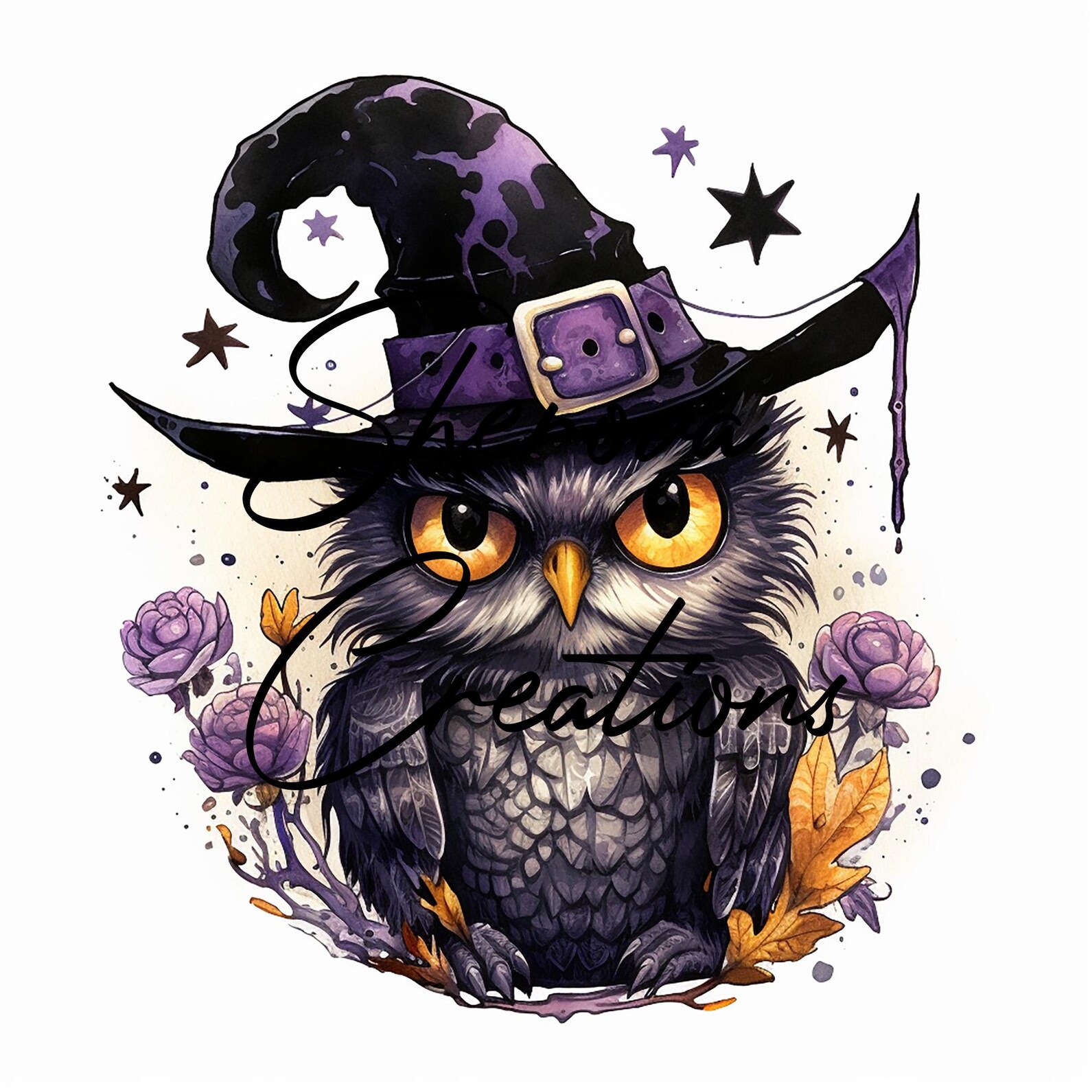 Watercolor Halloween Owl Clipart Bundle, Witch Hat (JPG) - Etsy