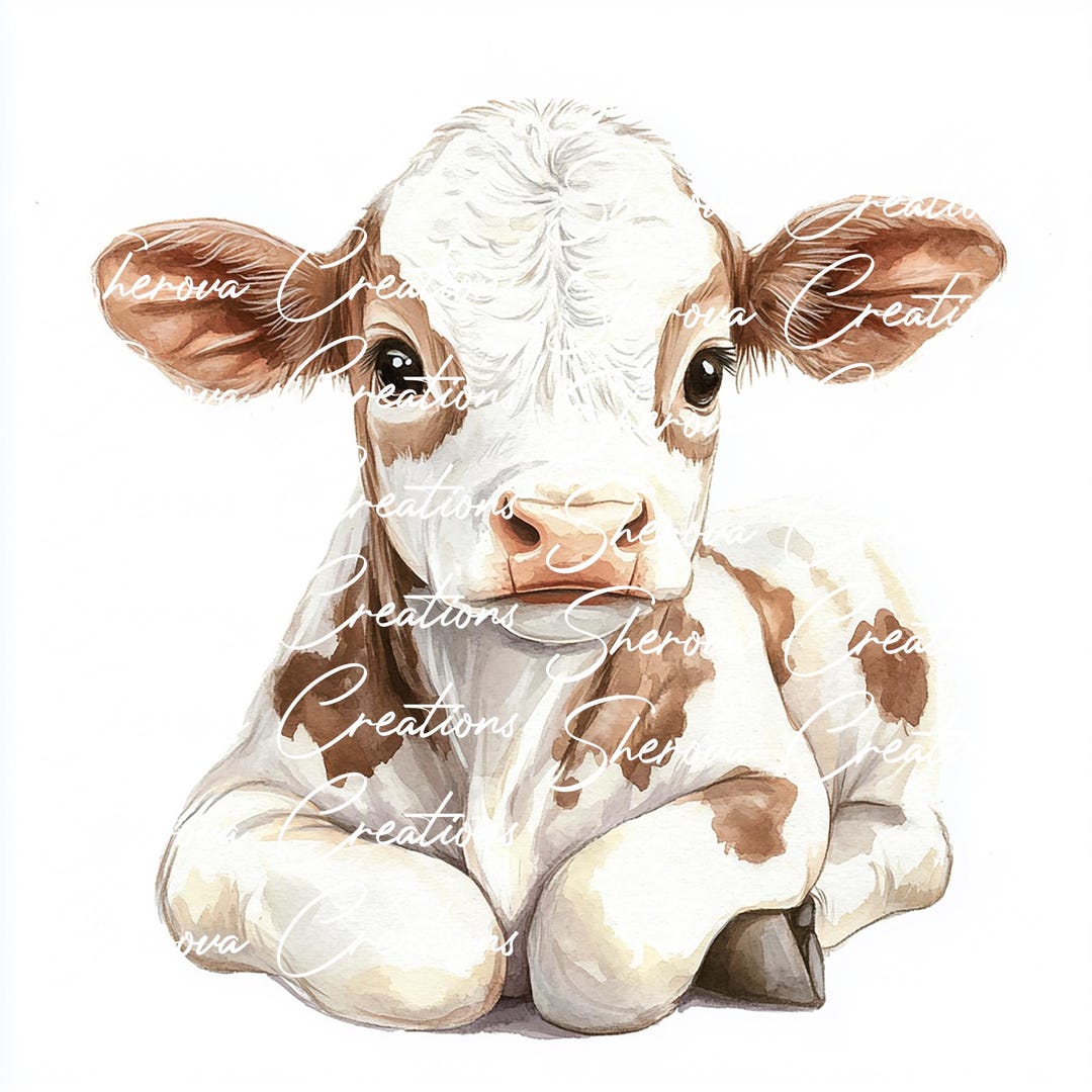 Calf Clipart Bundle: Watercolor Farm Animal Art (JPG) - Etsy