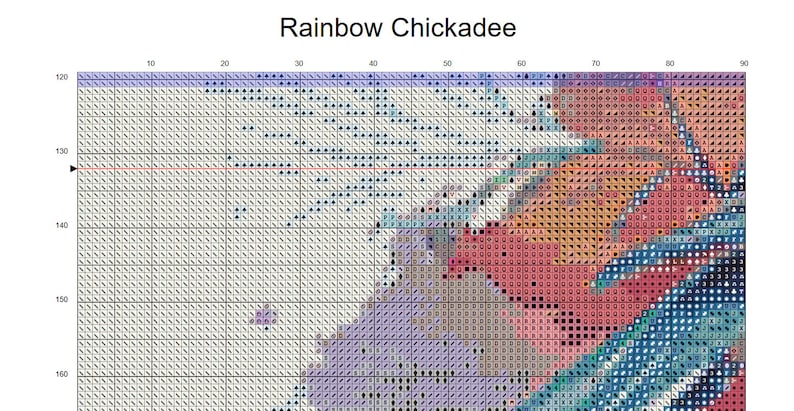 Rainbow Chickadee Cross Stitch Pattern Full Coverage - Etsy