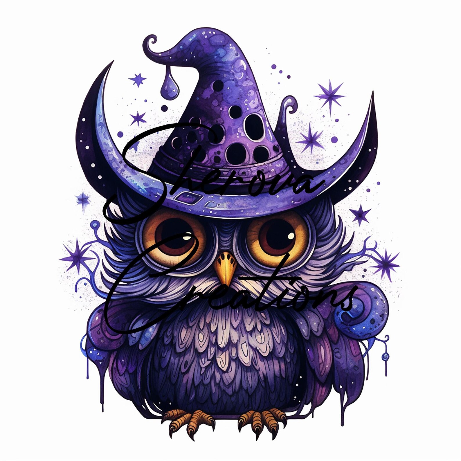 Watercolor Halloween Owl Clipart Bundle, Witch Hat (JPG) - Etsy