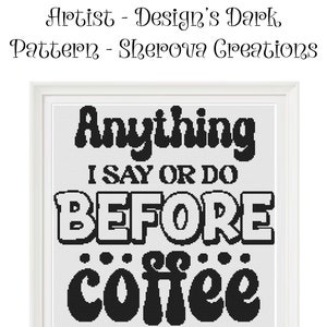 Funny Coffee Quote Cross Stitch Pattern: Modern Home Decor (PDF Pattern ...