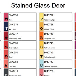 Stained Glass Cross Stitch Pattern | Deer | 3 Sizes | Stained Glass ...