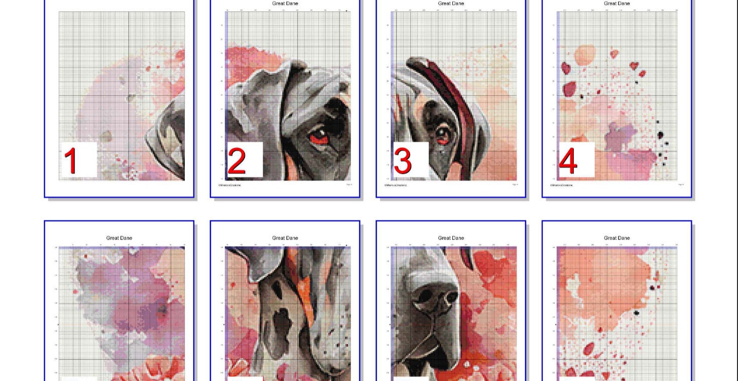 Great Dane Counted Cross Stitch Pattern Digital Printable - Etsy