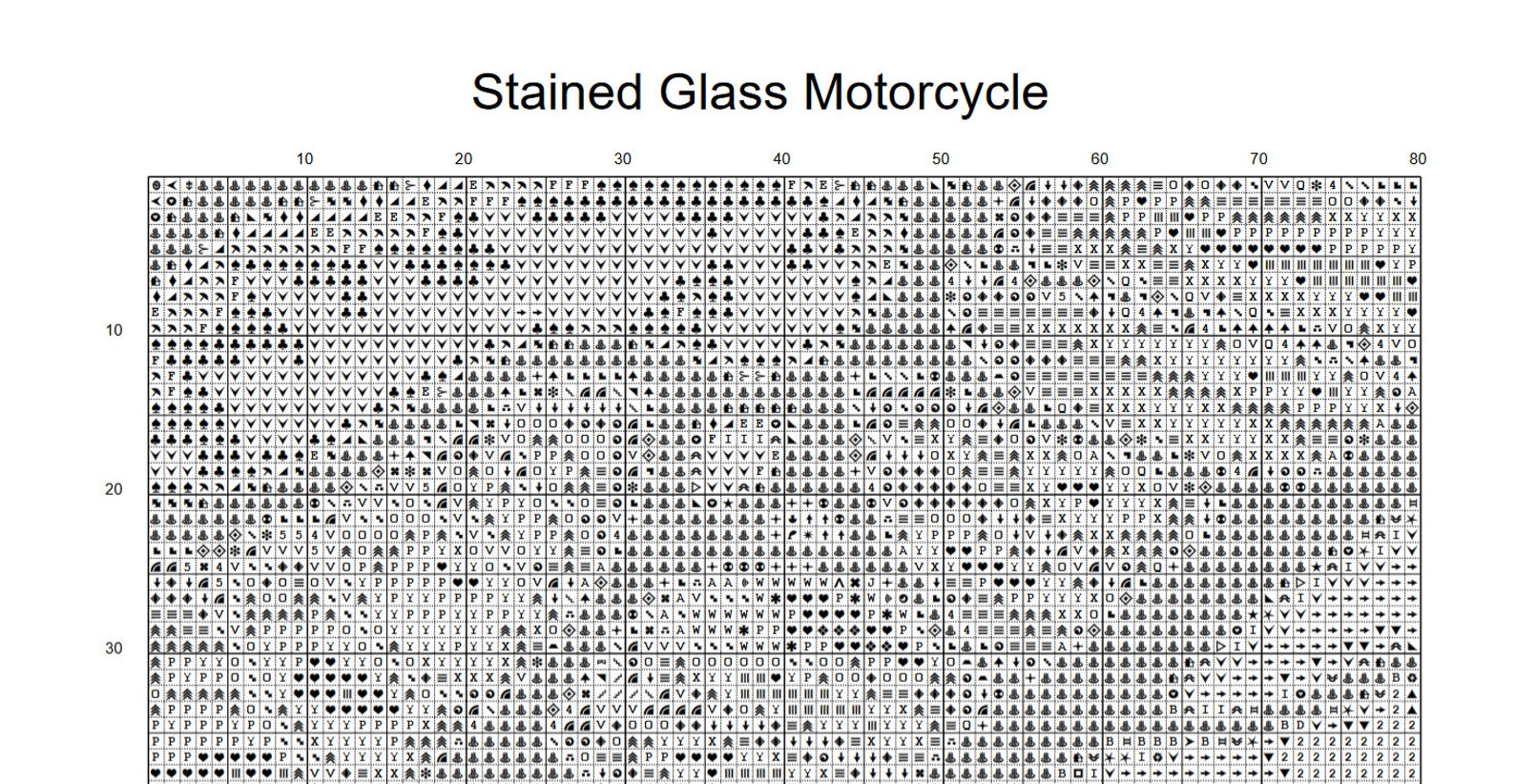 Stained Glass Motorcycle Cross Stitch Pattern 3 Sizes Full Coverage ...