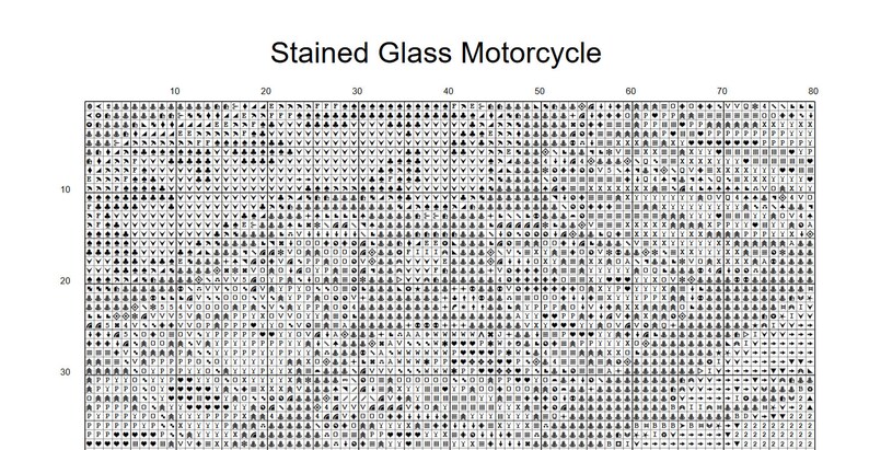 Stained Glass Motorcycle Cross Stitch Pattern 3 Sizes Full Coverage ...