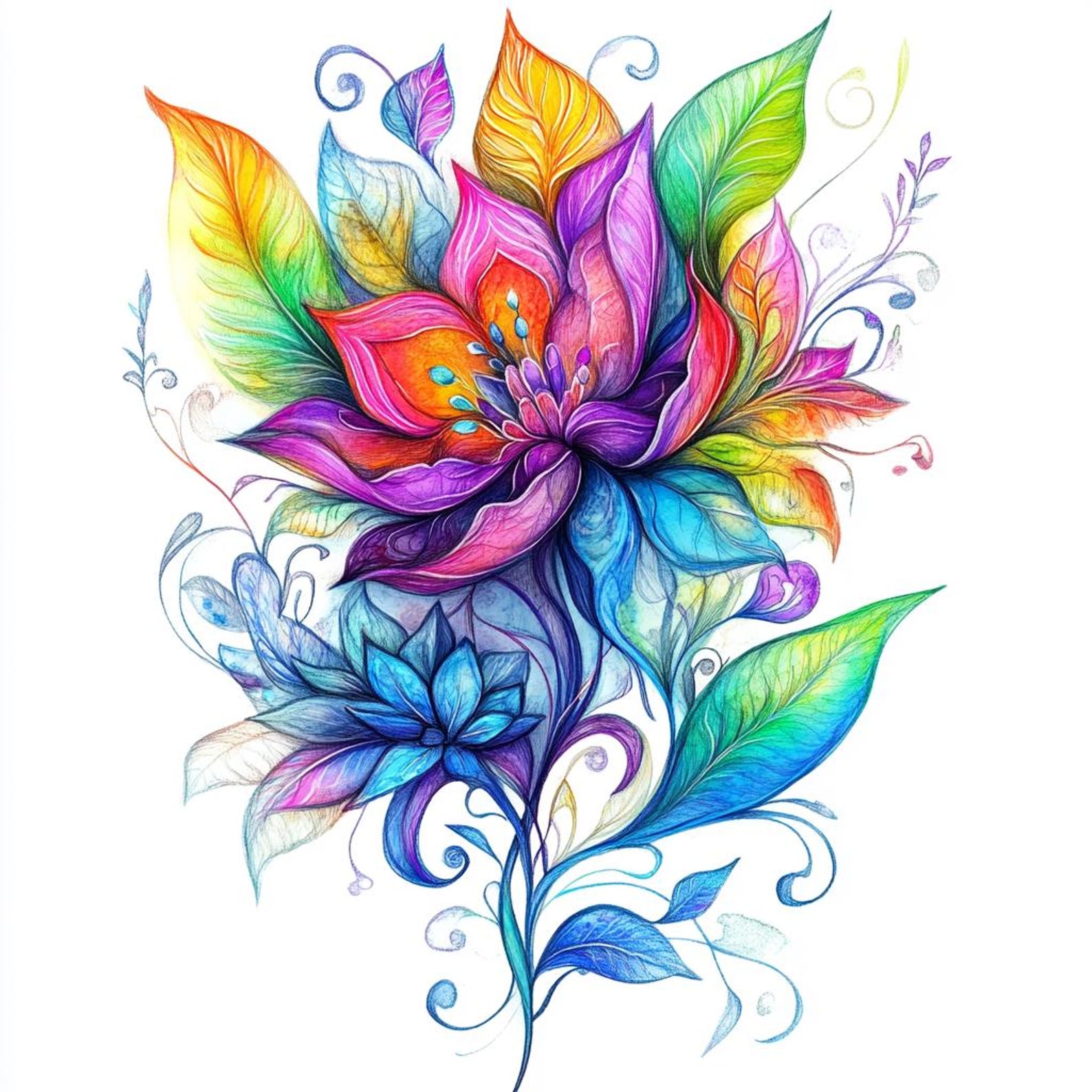 Watercolor Flower Clipart Bundle, Floral Art (JPG) - Etsy