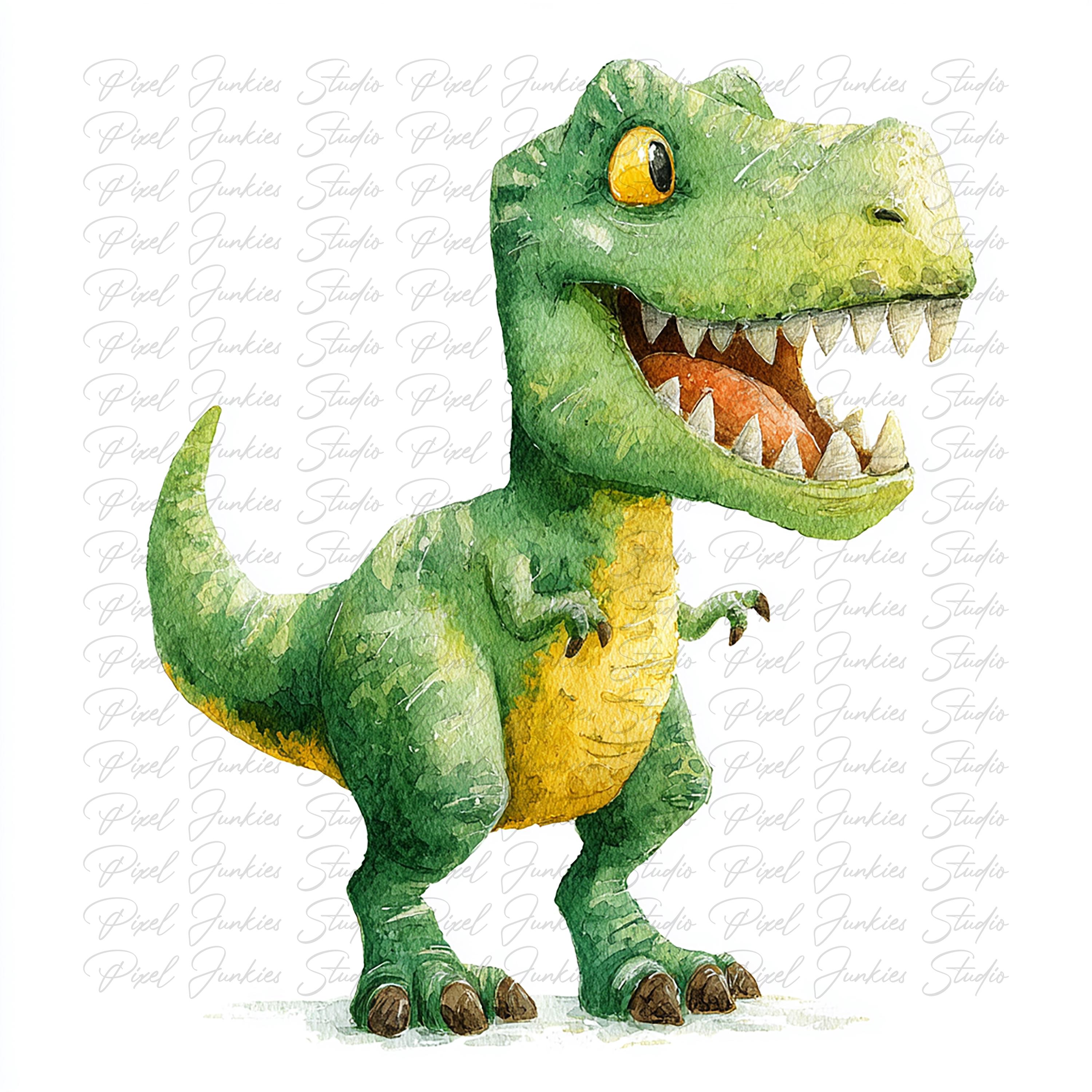 Watercolor T-rex Clipart Bundle: Cottagecore Dinosaur Graphics (JPG ...