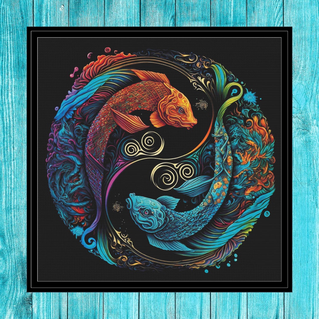 Pisces Zodiac Cross Stitch Pattern: Fantasy Fish Constellation (PDF) - Etsy