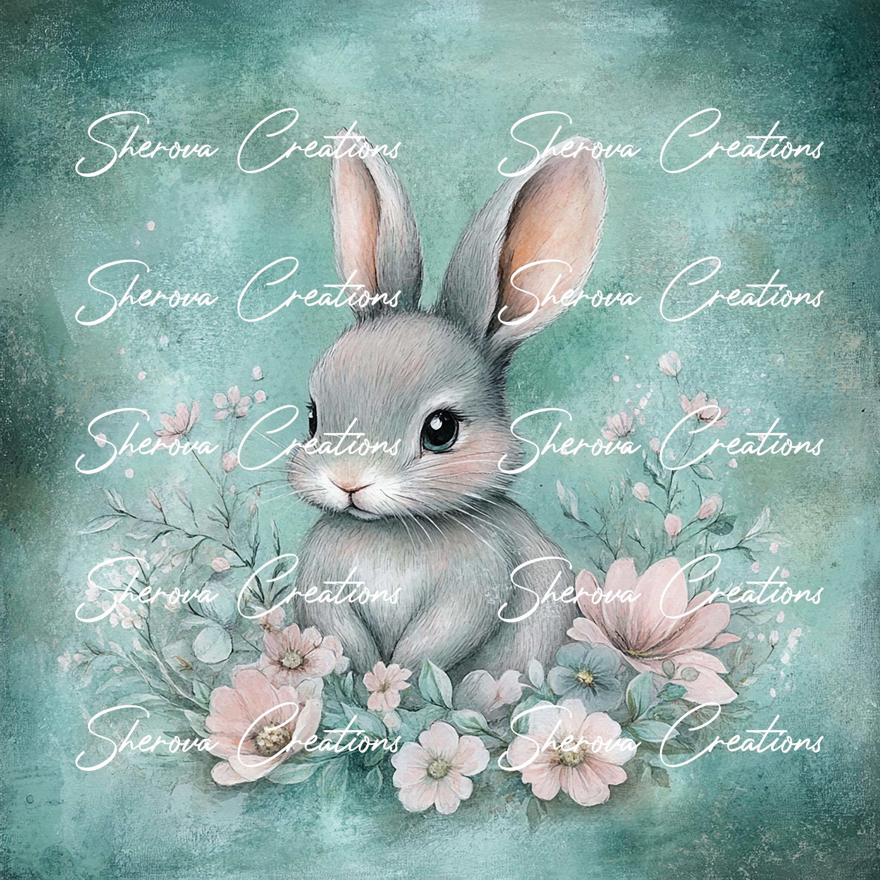 Watercolor Bunny Digital Paper: Floral Background (JPG) - Etsy