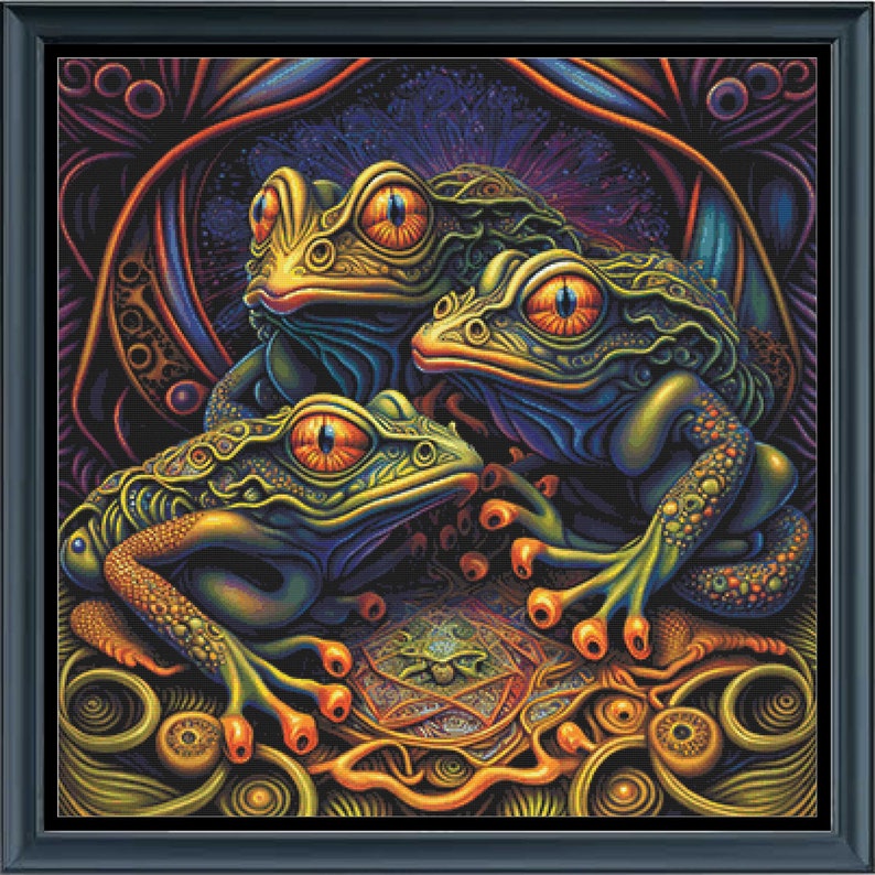Artistic Frogs Cross Stitch Pattern 4 Sizes Counted Cross Stitch PDF ...