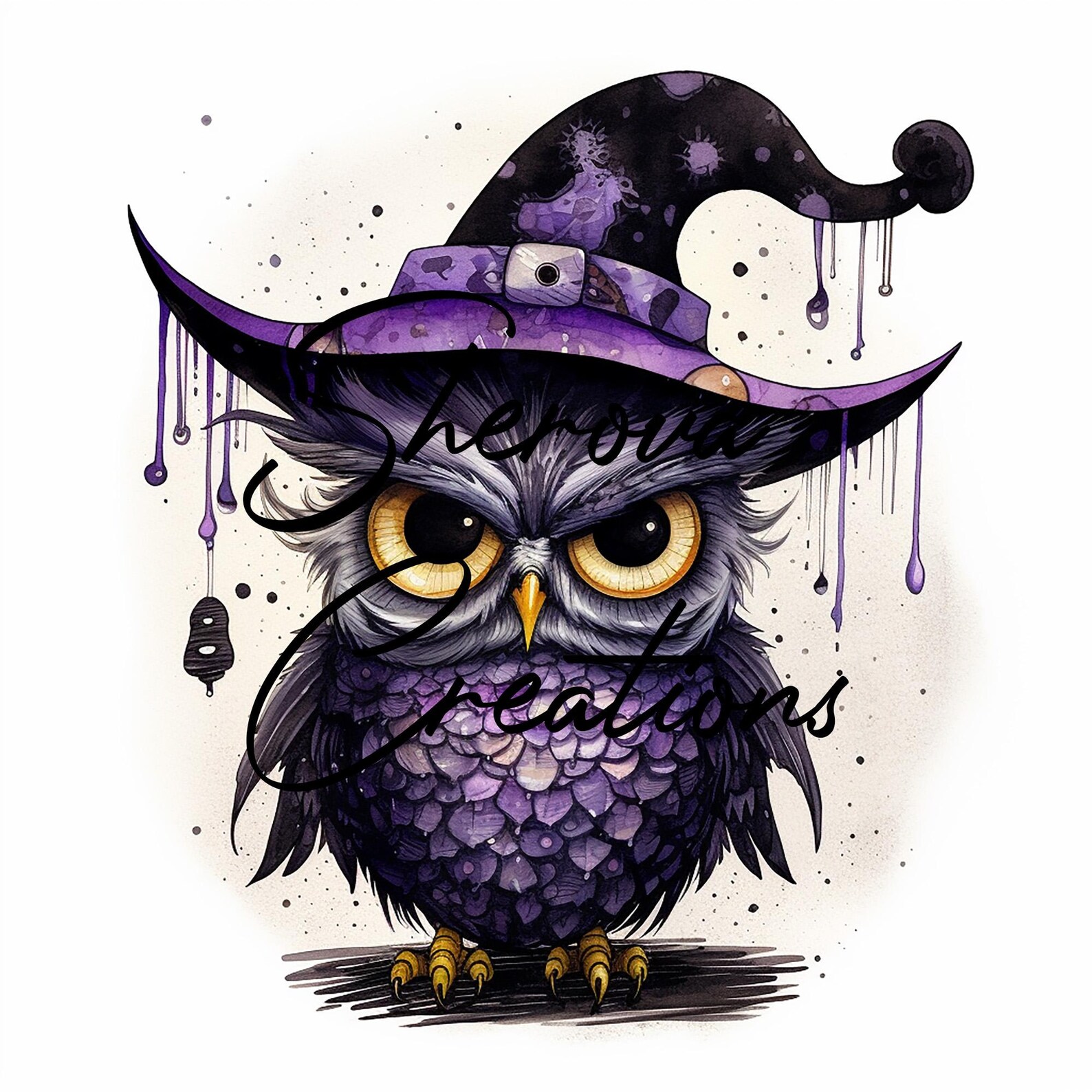 Watercolor Halloween Owl Clipart Bundle, Witch Hat (JPG) - Etsy