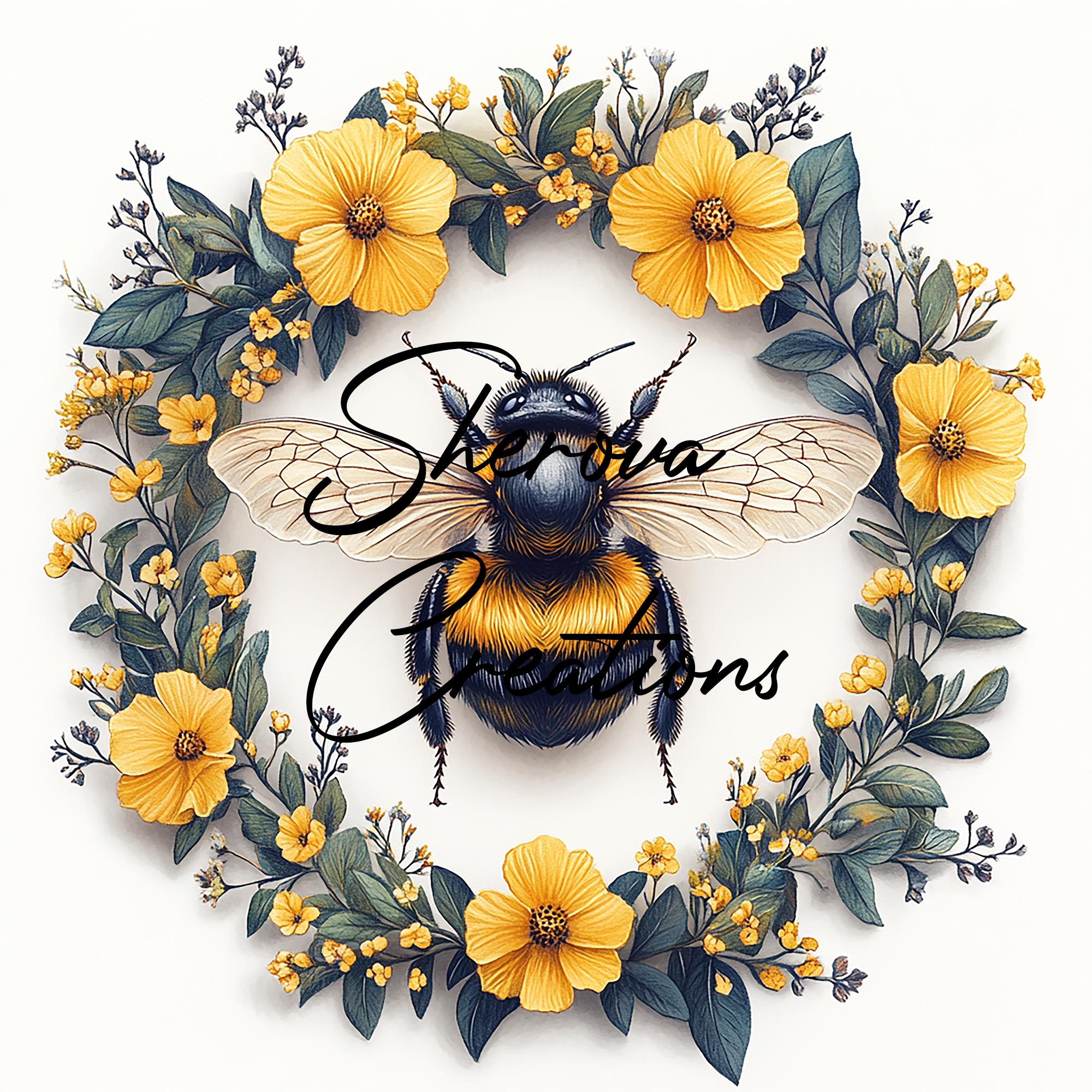 Floral Bumblebee Clipart Bundle: Watercolor JPG Images (digital ...