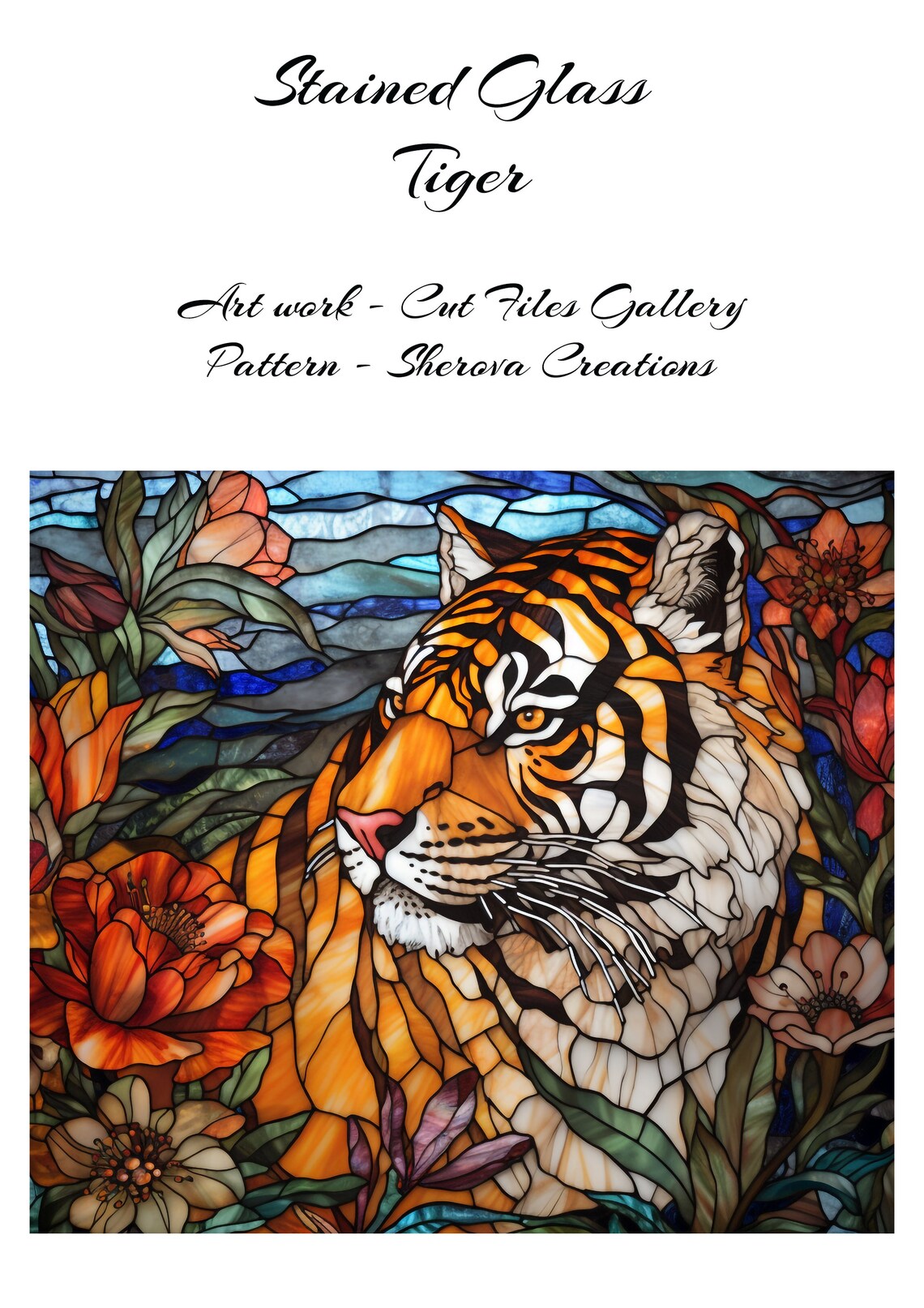 Stained Glass Cross Stitch Pattern Tiger 3 Sizes Full - Etsy Australia