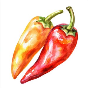 Chilli Clipart Bundle, Wall Art, Printable Watercolor, High Quality JPG ...