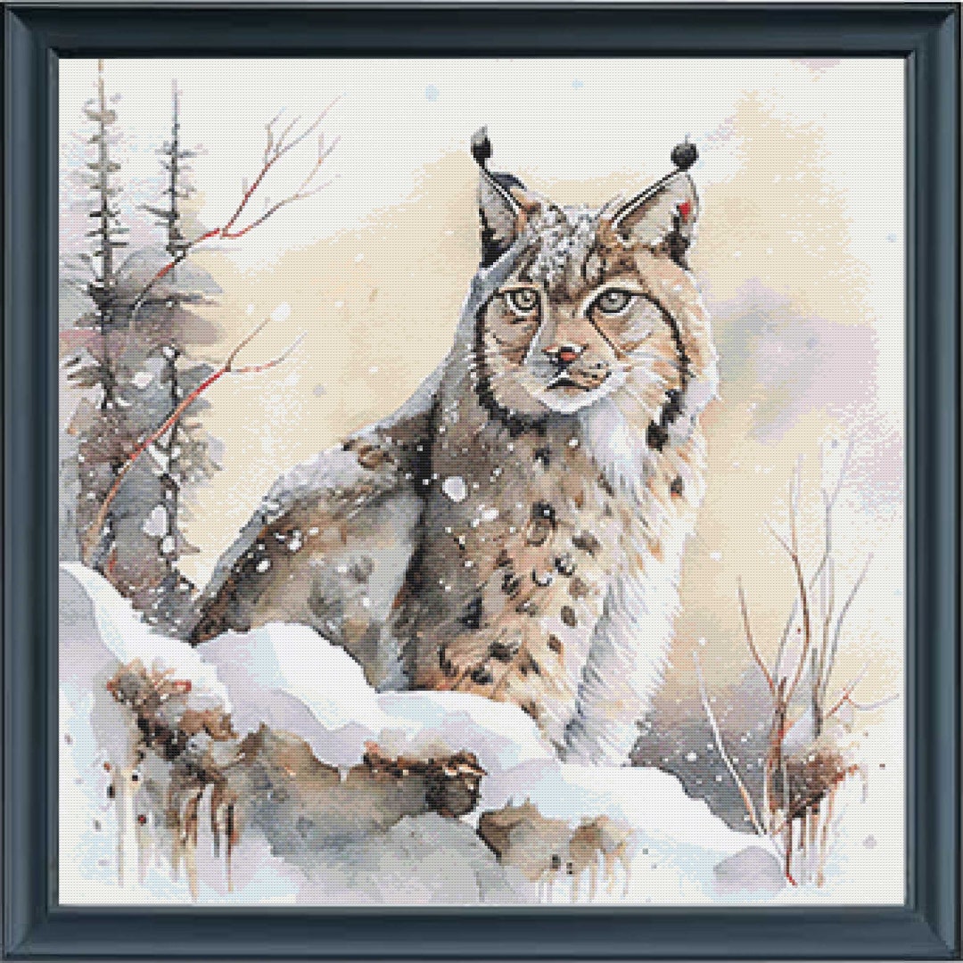 Winter Bobcat Counted Cross Stitch Pattern ** Digital | Printable ** - Etsy