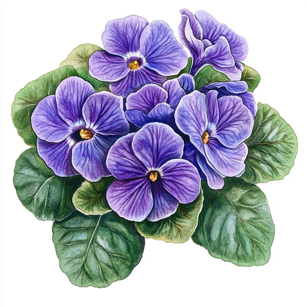 Watercolor African Violet Clipart Bundle: Floral Wall Art (JPG, PNG) - Etsy