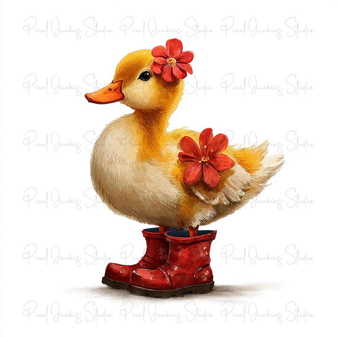 Watercolor Duck Clipart Bundle: Flower Graphics (JPG, PNG on Request ...