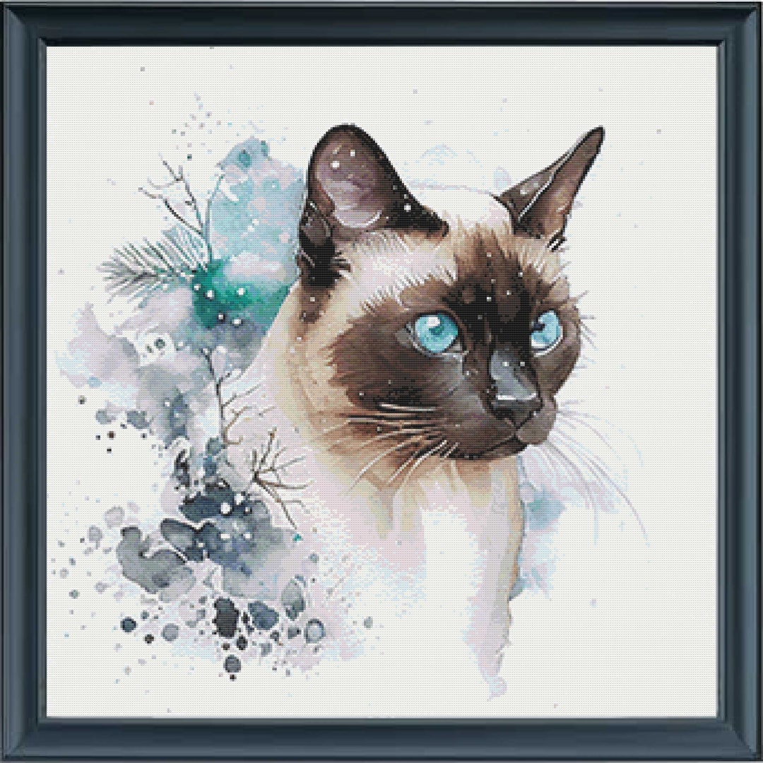 Winter Siamese Cat Cross Stitch Pattern Digital Printable - Etsy Canada